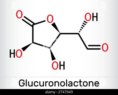 Glucuronolactone molecule. It is naturally occurring substance, used in ...