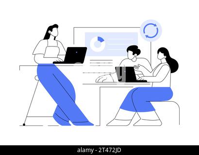 Synchronized access isolated cartoon vector illustrations. Group of ...