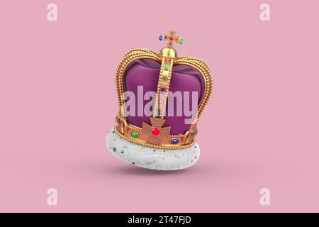 The Royal Coronation Golden Crown with Diamonds over Stones on a black ...