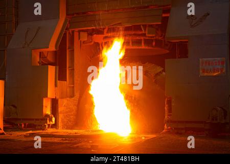 steel mills converter flame, closeup of photo Stock Photo - Alamy