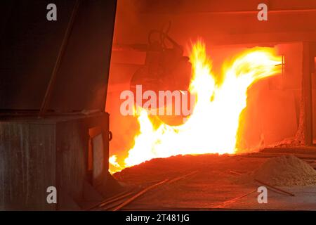 iron works blast furnace flame, closeup of photo Stock Photo - Alamy