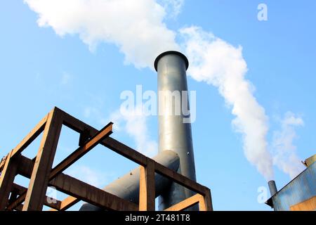 metallic chimney in the factory, closeup of photo Stock Photo - Alamy
