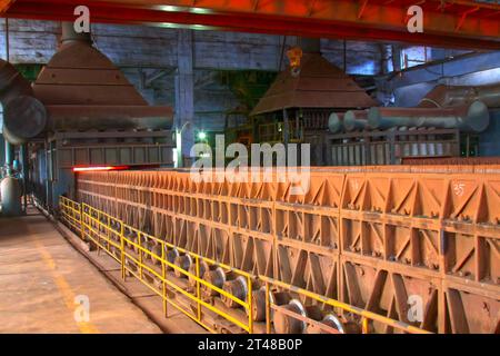sintering machinery and equipment in a steel plant, closeup of photo ...