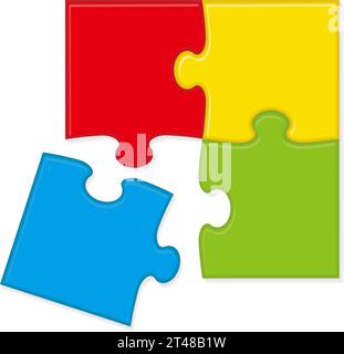 4 jigsaw pieces template. puzzle pieces connected together. Jigsaw or ...