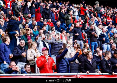 ENSCHEDE, NETHERLANDS - OCTOBER 29: fans of FC Twente looks on during ...