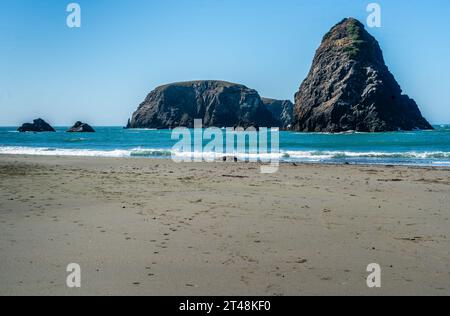 A view of rock formations at Whaleshead Beach near Brookings, Oregon ...