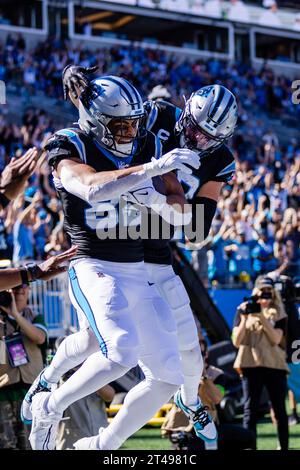 Carolina Panthers tight end Tommy Tremble catchers a touchdown pass against the Atlanta Falcons ...