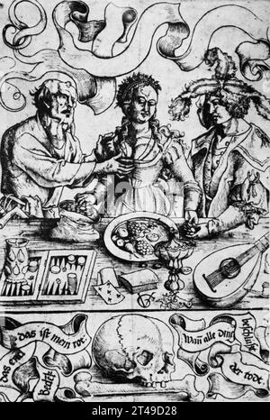 An old engraving of a men playing a game of Pall-mall in St James Park ...