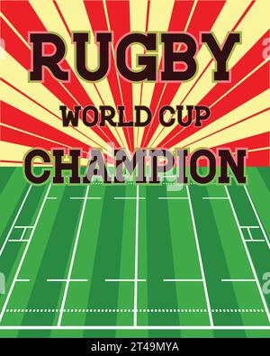 New Zealand Champion Rugby World Cup with Rugby Green Field, Pop Art ...