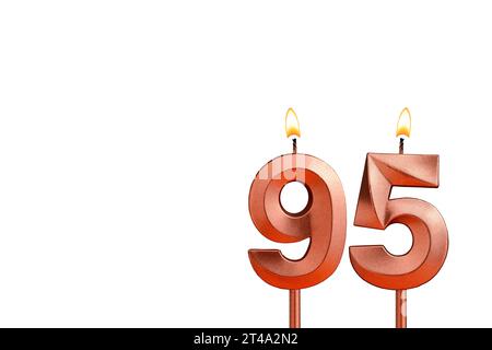 Birthday candle number 95 on white background Stock Photo - Alamy