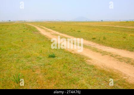 unsurfaced road in the WuLanBuTong grassland, Inner Mongolia autonomous ...