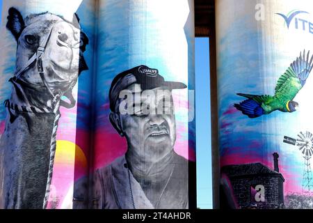 Grain Silo that has been painted by Austin Nitsua in Cowell on the Eyre ...