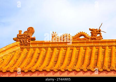 Yellow glazed tile roof Stock Photo - Alamy