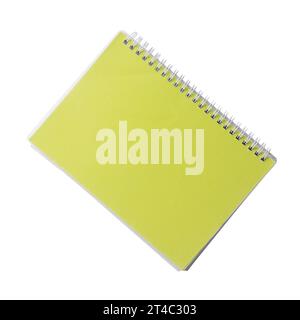 Closed paper notebook with neon green cover, spiral binding. Realistic ...