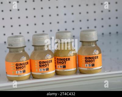 Single Shot Ginger bottles on display Stock Photo - Alamy