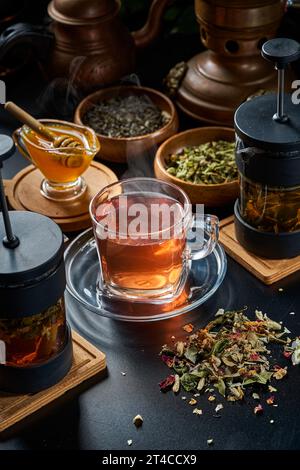 Turkish herbal tea with honey Stock Photo - Alamy