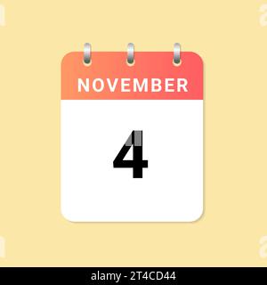 November, 4th calendar icon vector, concept of schedule, business and ...
