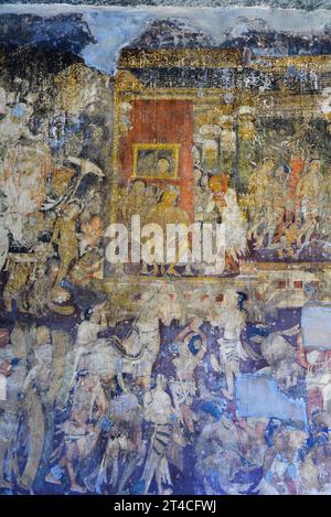 Cave No 17. Simhala Jataka: Closer View of the Palace and its Gate on ...