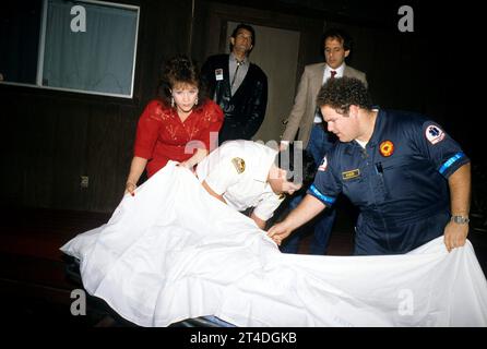 LINDSAY BLOOM ; American actress ; portrait at a party ; circa 1980s ...