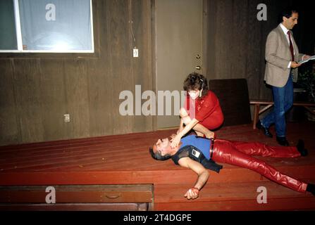 LINDSAY BLOOM ; American actress ; portrait at a party ; circa 1980s ...