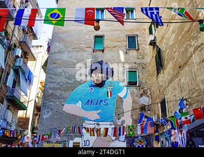 Murals of Maradona during his birthday October 30, 2023 in Naples/Italy ...