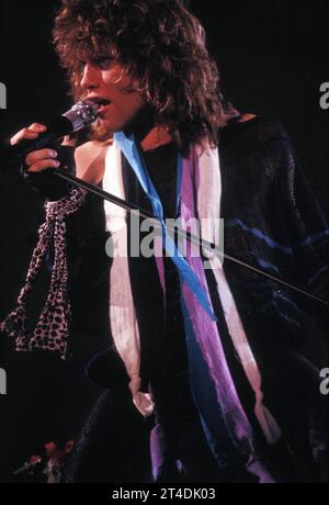 Portrait of Jon Bon Jovi and Richie Sambora of the American rock band ...