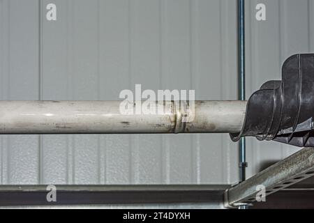 Pipe welding bead joining two pieces of pipe, done by an automatic ...