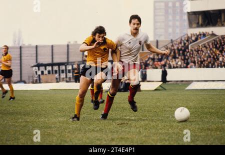 Wolverhampton Wanderers footballer Peter Daniel playing against Arsenal ...