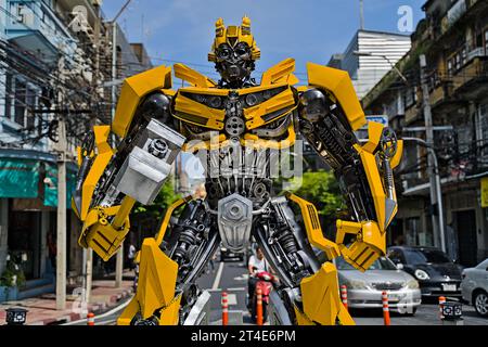 Bumblebee statue in China Town in Bangkok in the middle of a roundabout ...