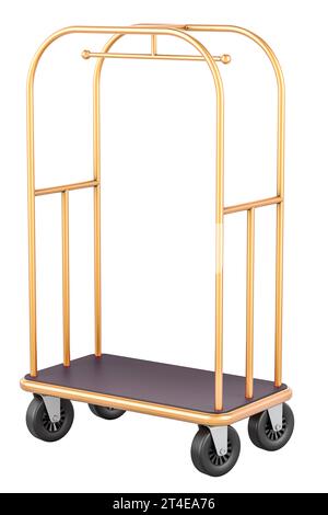 Hotel luggage trolley cart for carrying baggage on white background. 3d ...