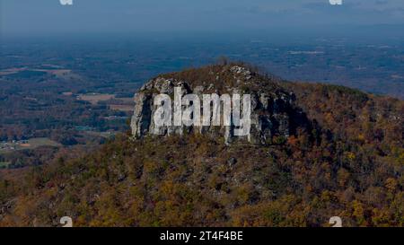 Pinnacle, NC, USA. 30th Oct, 2023. Aerial view Pilot Mountain in the U ...