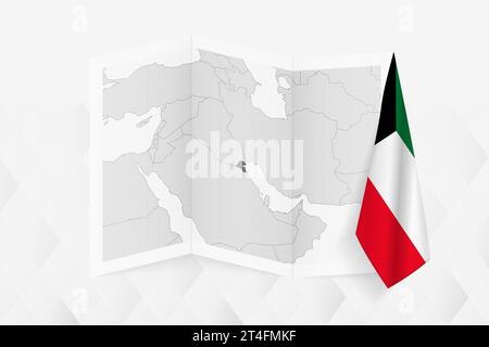 Kuwait Map. Kuwaiti Country Map. Black and White National Nation ...