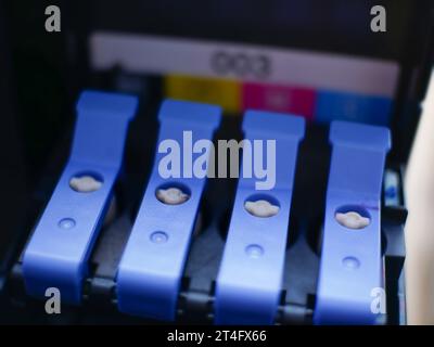 close up of CMYK ink tank on printer Stock Photo - Alamy