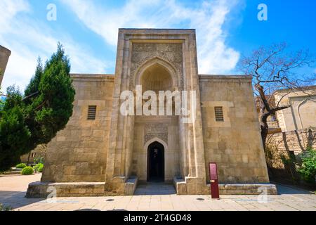 Exterior view of the iconic Shirvanshah tomb facade. At the Palace of ...