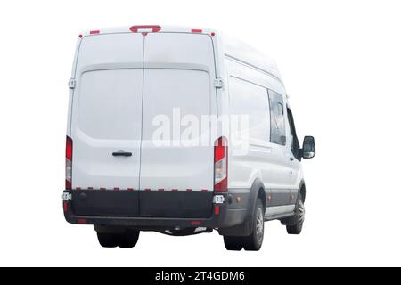 minibus back view, white minibus isolated over white Stock Photo - Alamy