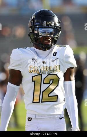 Colorado cornerback Travis Hunter (12) jumps to intercept a pass ...