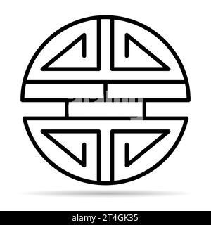 Traditional shou shadow icon, spiritual isolated shu flat symbol, asian ...