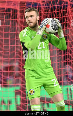 Scotland goalkeeper Zander Clark during a training session at Lesser ...
