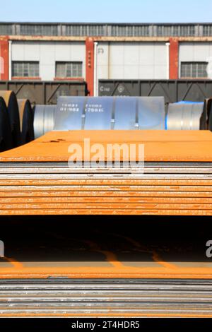 Steel plate in a goods yard, closeup of photo Stock Photo - Alamy