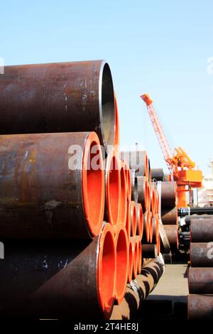 Steel pipe cross section features, closeup of photo Stock Photo - Alamy