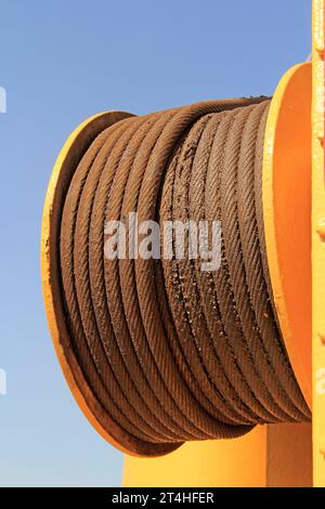 Wire rope wheel, closeup of photo Stock Photo - Alamy