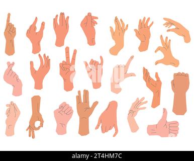 Various hands poses show direction, hand touch, handshakes. Finger ...