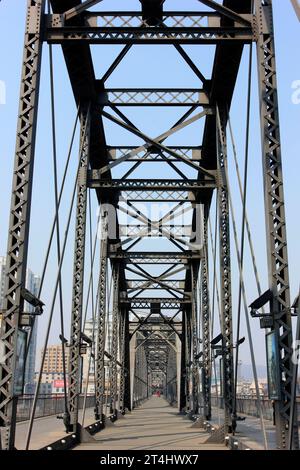 yalu river broken bridge building landscape, historic sites, China ...