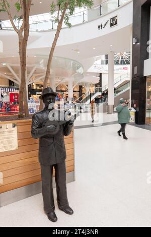 Statue of George Formby in the Grand Arcade shopping centre at Wigan ...