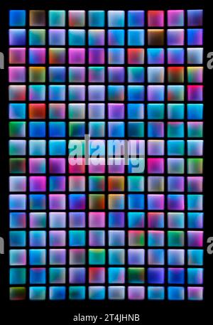 Photograph of a rainbow-colored checkered glass window design showing ...