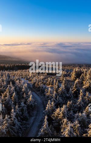 Winter landscape near Velka Destna, Orlicke mountains, Eastern Bohemia ...
