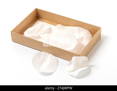 White candy wrappers. Packaging on a white background. Paper packaging ...