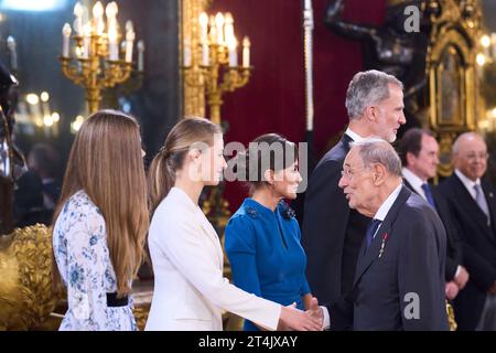 Queen Sofia, Javier Solana and Infanta Sofia during the reception held ...