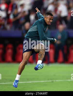 Arsenal's Gabriel Jesus warming up ahead of the Premier League match at ...