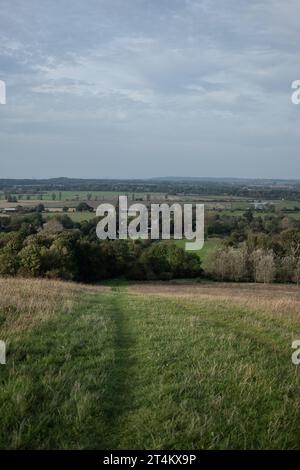 View from top of Wittenham Clumps down to Little Wittenham and the ...